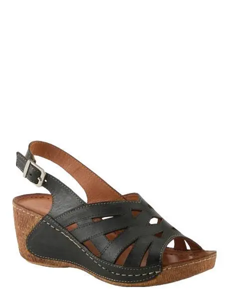 SPRING STEP SHOES Cathy Wedge Sandal - Black