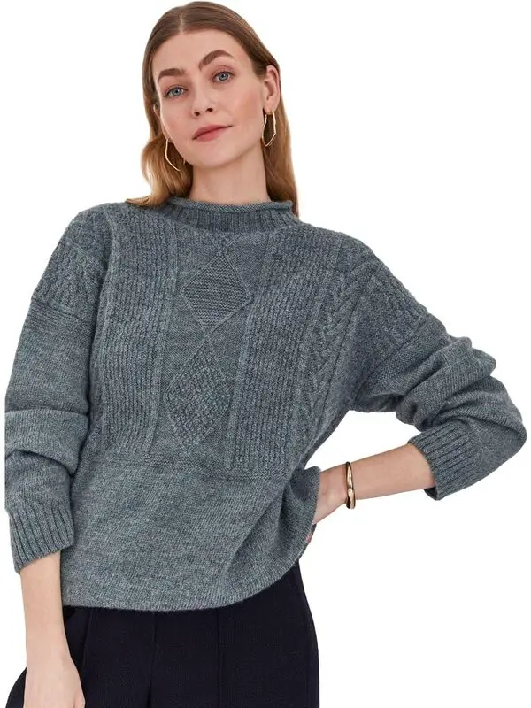 CELTIC & CO. British Wool Gansey Sweater - Dark Skylight