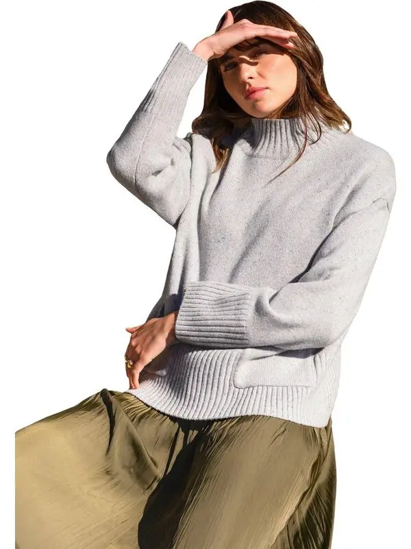 CELTIC & CO. Flecked Patch Pocket Sweater - Light Grey