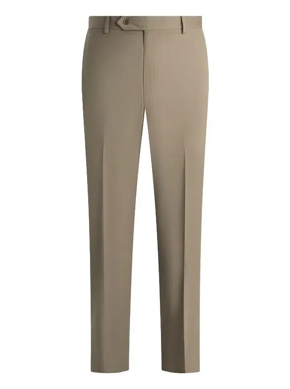 Samuelsohn Flat Front Straight Leg Wool Dress Pants - Taupe