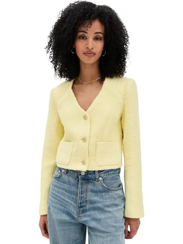 Astr The Label Marleigh Tweed Jacket - Lemon