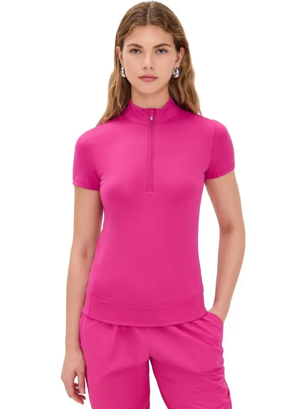 Greyson Short Sleeve Halley 1/4 Zip Tee - Lychee