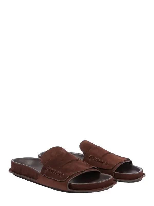 Jacquemus Mocassin Suede Slides - Brown