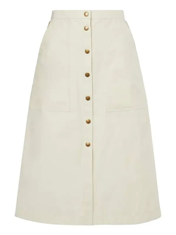 Moncler Cotton-blend Twill Midi Skirt - White