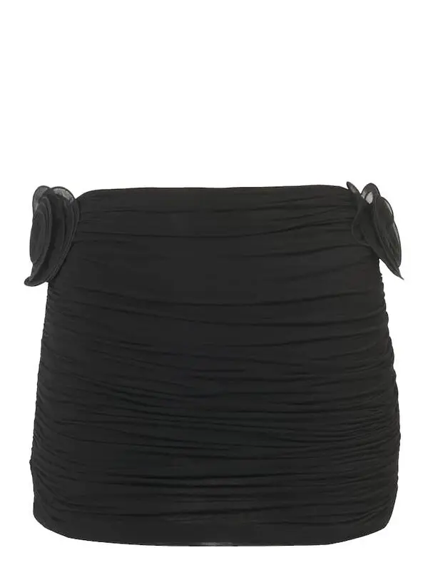 Magda Butrym Floral-appliqué Ruched Miniskirt - Black