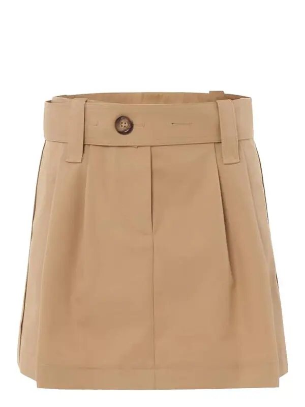 Moncler Belted Gabardine Miniskirt - Beige