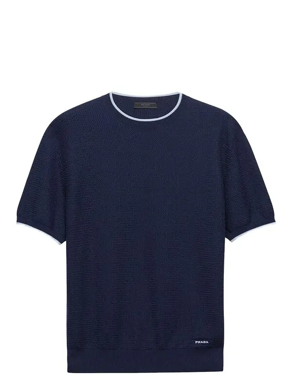 Prada Silk-cotton Mesh Sweater - Bleu