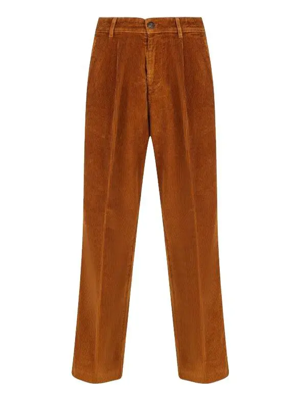 FAY Loose Fit Velvet Pants - Whisky