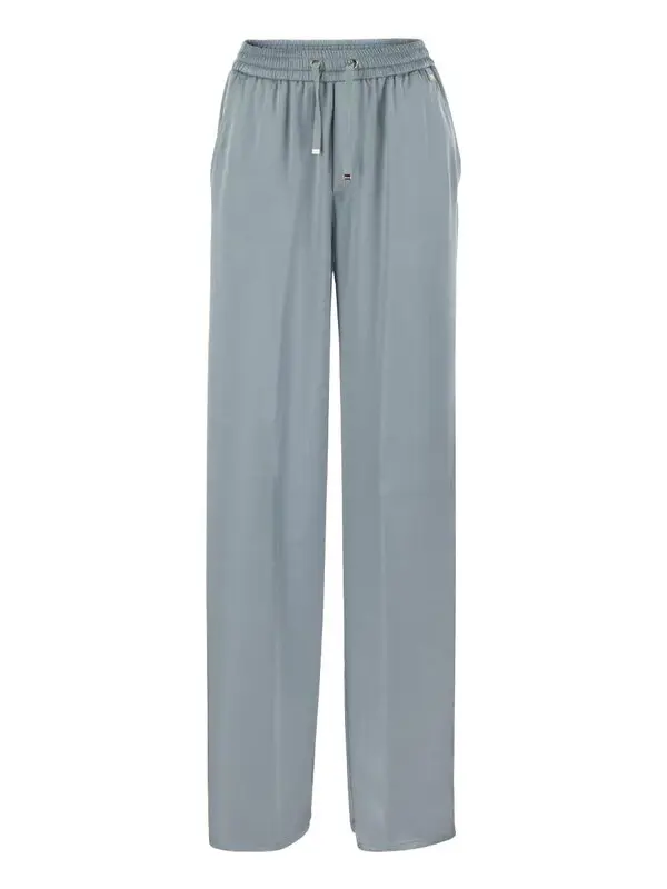 Herno Satin Trousers With Elasticated Waistband - Blue