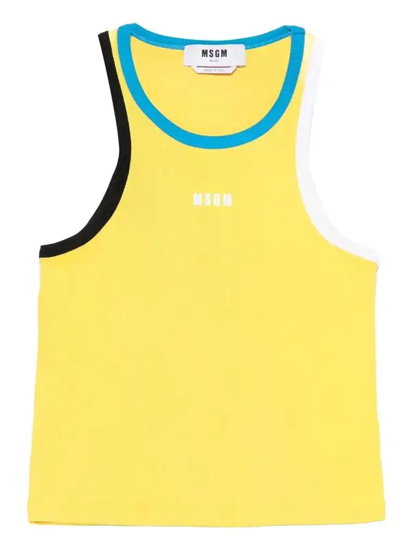 MSGM Contrast-trim Tank Top - Yellow