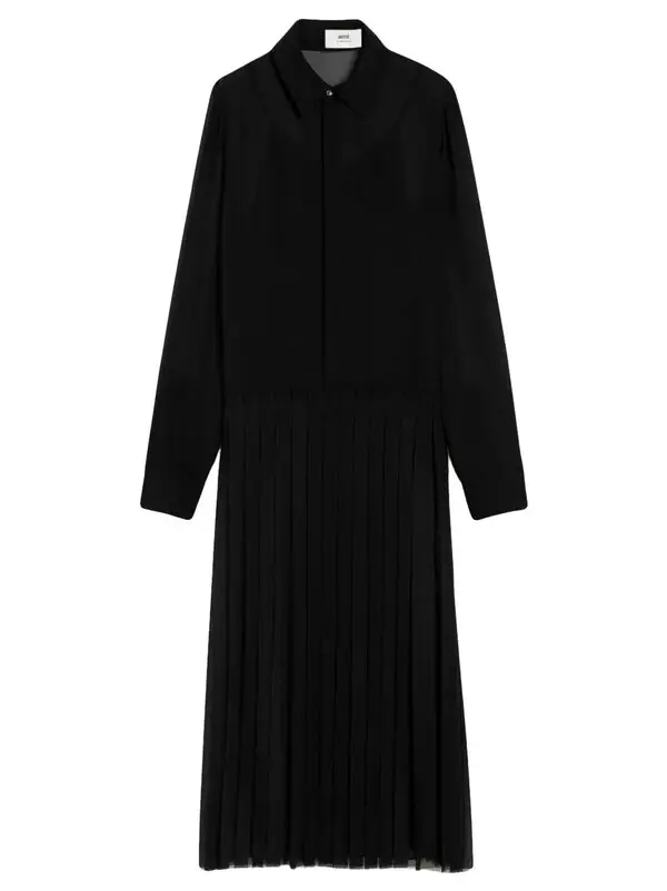 Ami Pleated Maxi Dress - Black