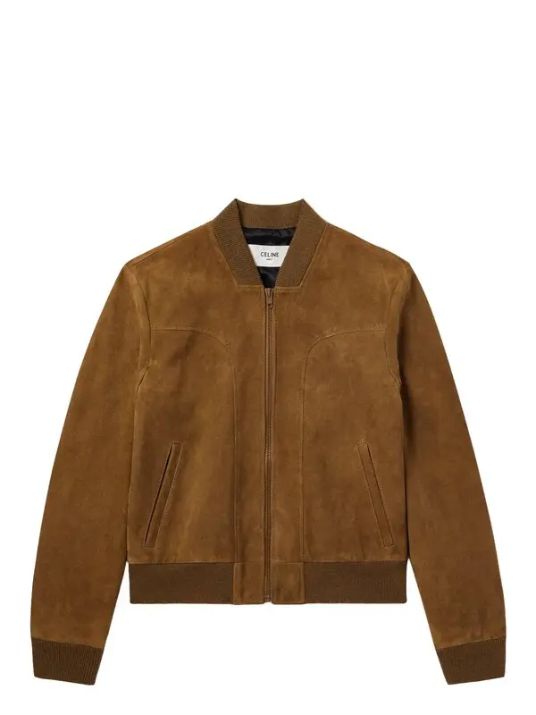 Celine Suede Bomber Jacket - Brown