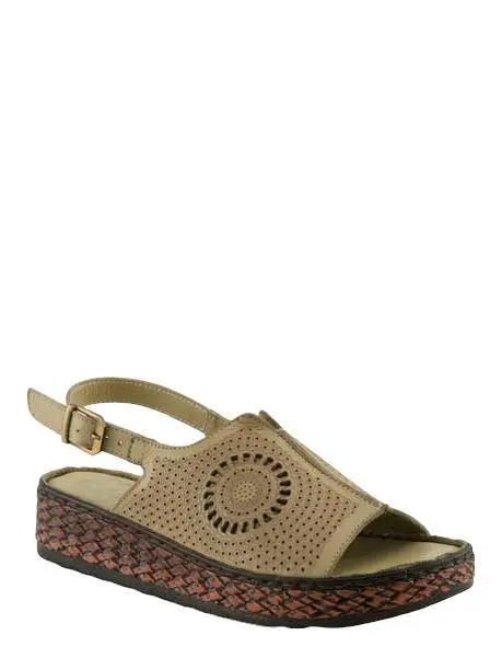 SPRING STEP SHOES Cordero Leather Slingback Sandals - Sage Green