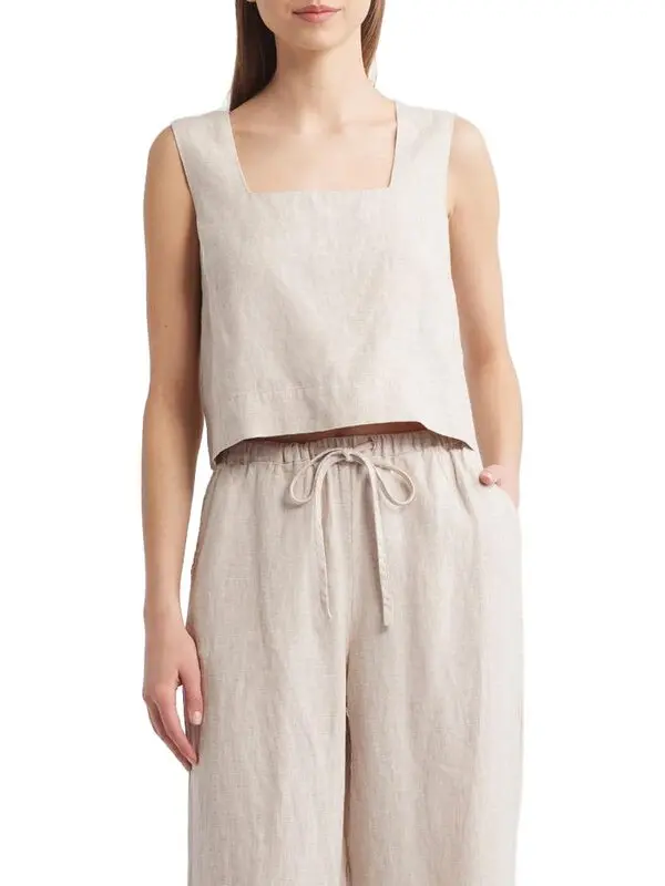 Rails Akira Linen Crop Tank - Heathered Flax