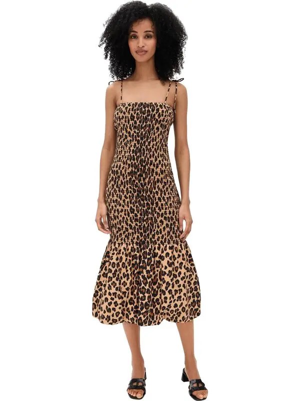 SIMONMILLER Canto Smocked Poplin Dress - Leopard