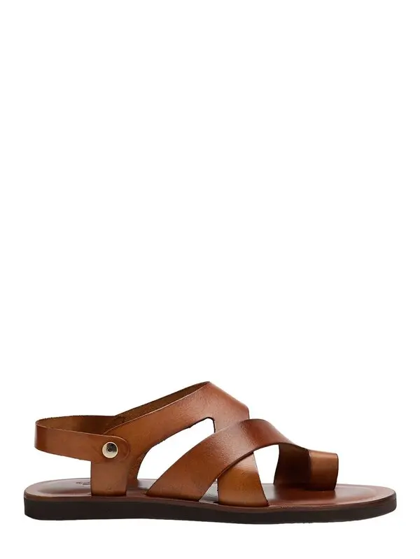 PAUL STUART Dali Leather Gladiator Sandals - Med Brown