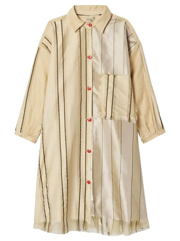 Thank You Have A Good Day Oversized Striped Midi Shirt Dress - Yellow