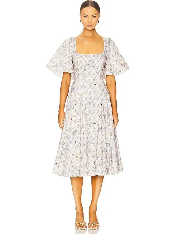 SELKIE The Bluebell Dress - Swan Trellis
