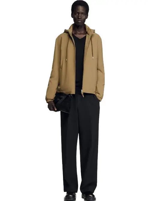 Sandro Zip-up Hooded Jacket - Caramel