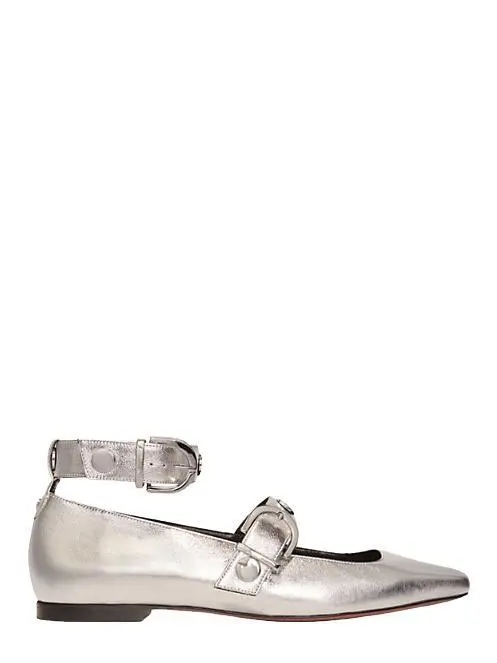 Maje Leather Ballet Flats - Noir / Gris