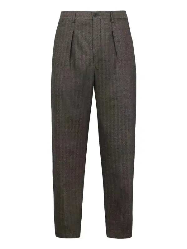 Giorgio Armani Pinstriped Tapered Trousers - Grey