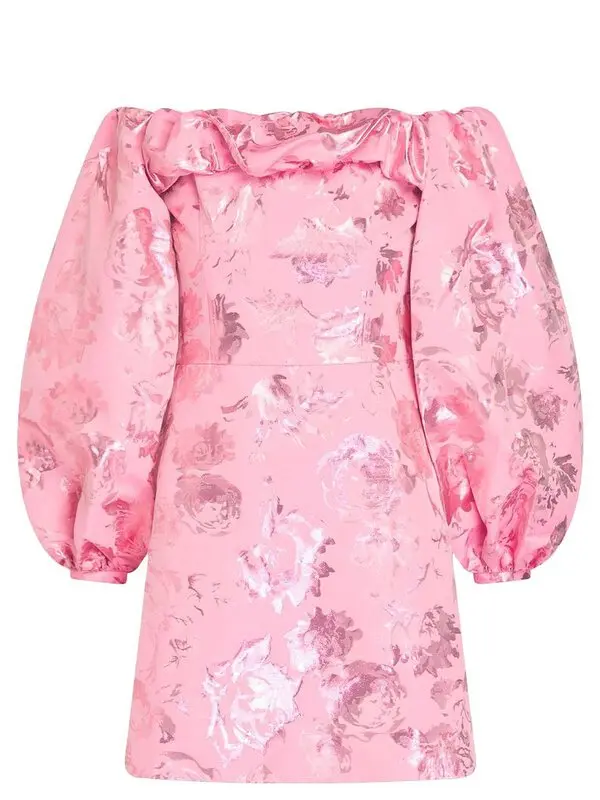 Stine Goya Dora Off-the-shoulder Metallic Brocade Mini Dress - Pink