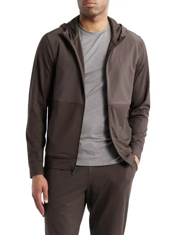 Zella Live In Hybrid Zip Hoodie - Brown Mulch