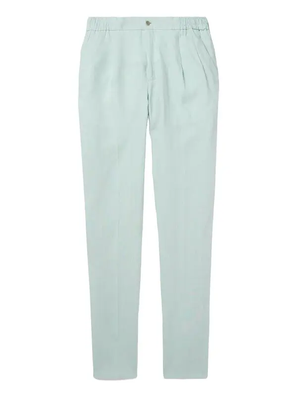 Rubinacci Straight-leg Linen Drawstring Trousers - Blue