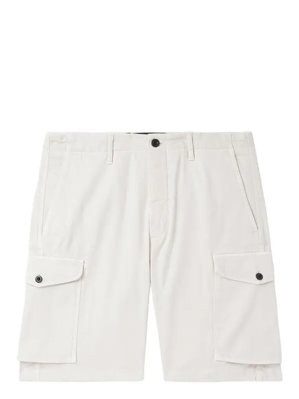 Incotex Straight-leg Textured Cotton-blend Cargo Shorts - Neutrals