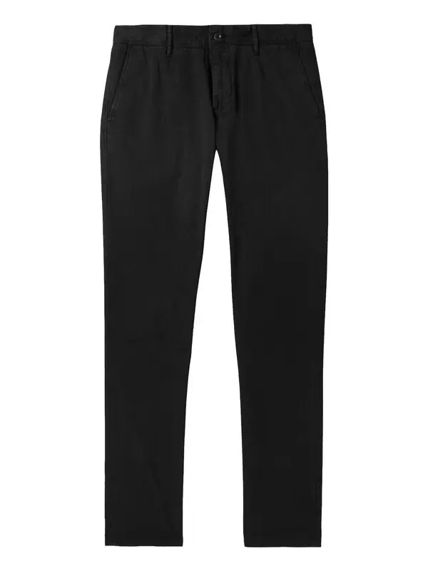 Incotex Slim-fit Panama Stretch-cotton Canvas Trousers - Black