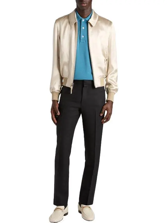 TOM FORD Satin And Crepe Reversible Blouson Jacket - Champagne