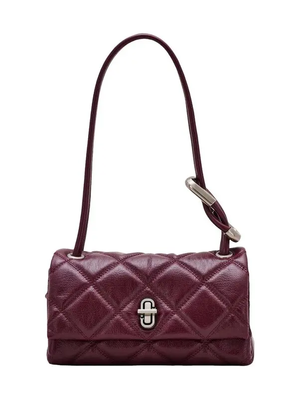 Marc Jacobs Dual Chain Diamond Quilted Convertible Leather Shoulder Bag - Dark Plum