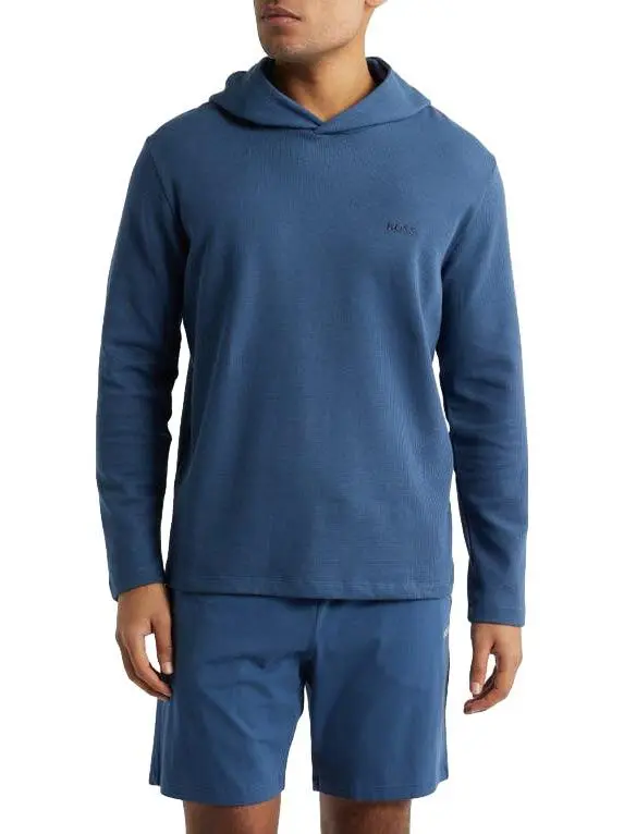 Hugo Boss Waffle Lounge Hoodie - Medium Blue