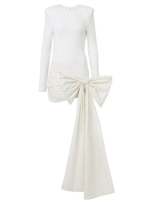 Remain Birger Christensen Bow-detail Sequined Minidress - White