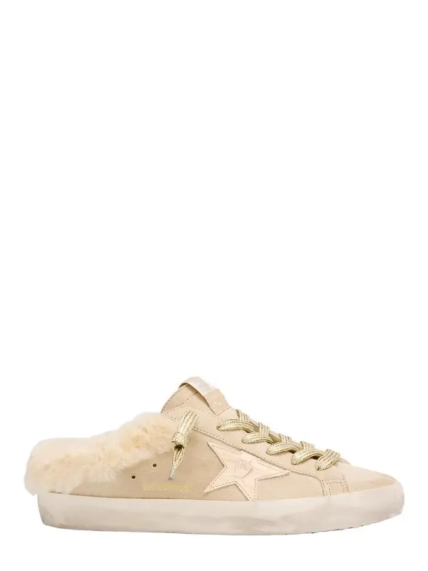 Golden Goose Super-star Sabot Suede Shearling Sneakers - Marblecream