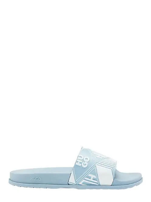 Hugo Boss Logo-embossed Slides - Open Blue