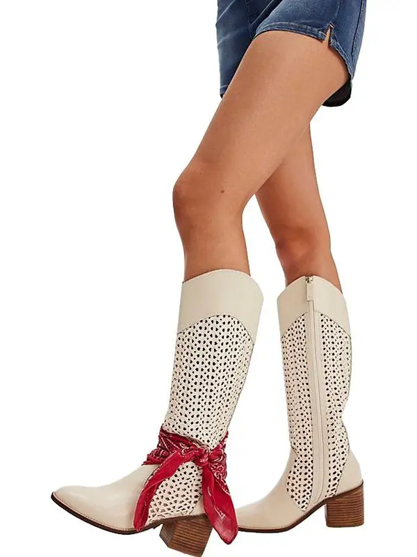 Kelsi Dagger Echo Crochet Boots - Shell