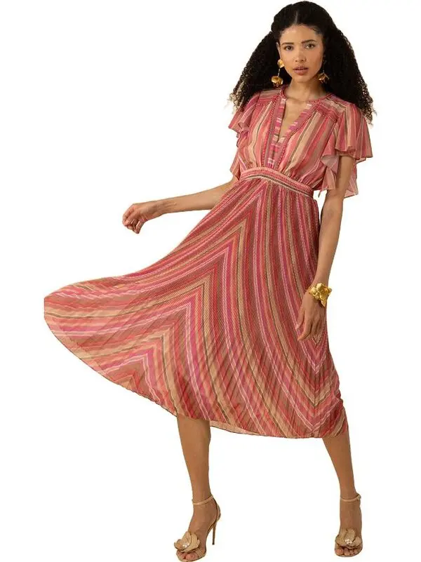 Hale Bob Della Charmeuse Dress - Red / Orange
