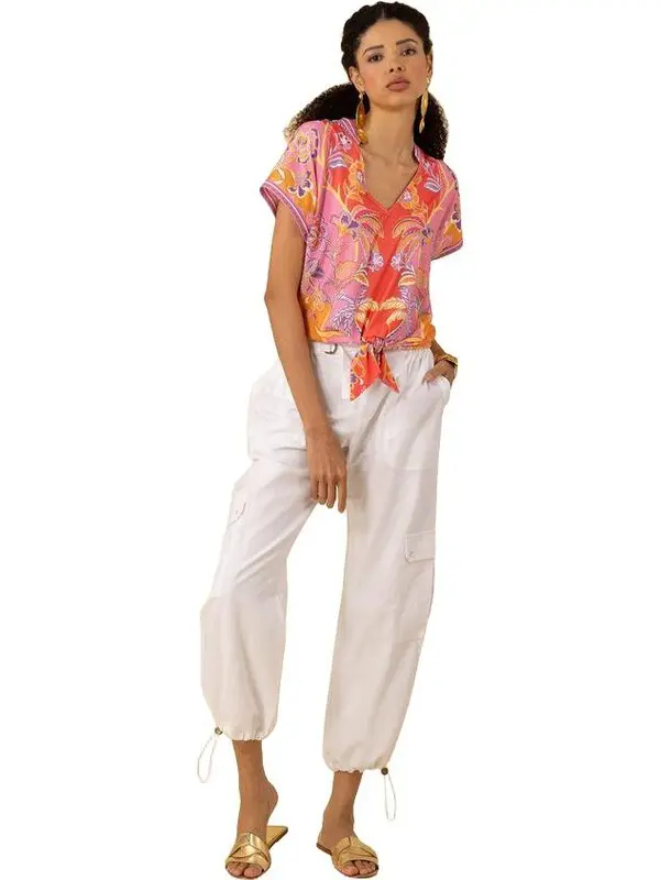 Hale Bob Johanna Blend Solid Cargo Trousers - White