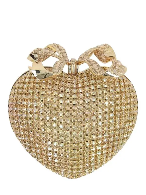 SELF-PORTRAIT Heart-shaped Crystal Clutch - Gold