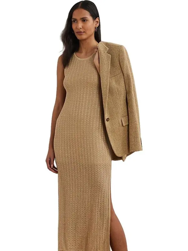 Ralph Lauren Pointelle-knit Sleeveless Sweater Midi Dress - Sand Dune