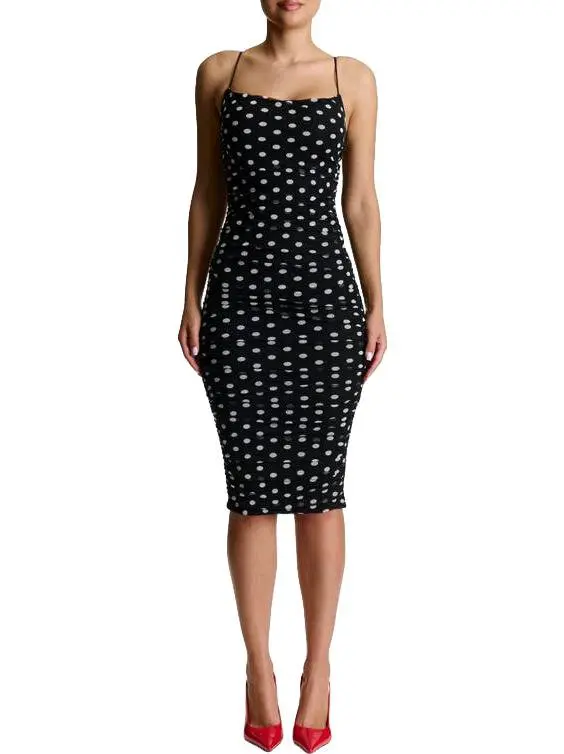 Naked Wardrobe Polka Dot Body-con Midi Dress - Black White  Polka Dot