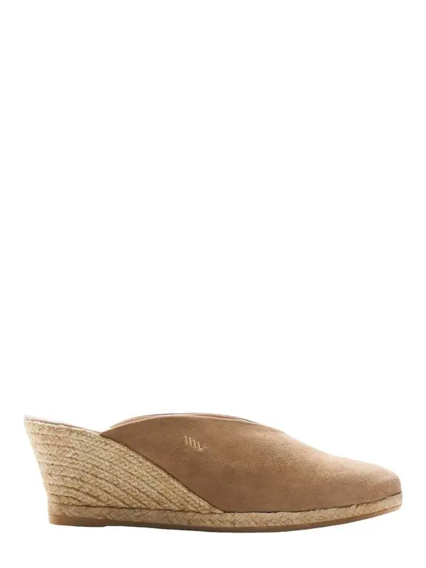 VISCATA Truja Suede Espadrille Wedge Mules - Camel