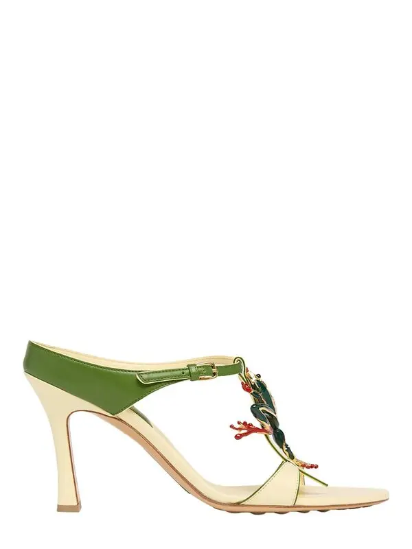 Bottega Veneta Rana Embellished Leather Mules - Camomile Avacado