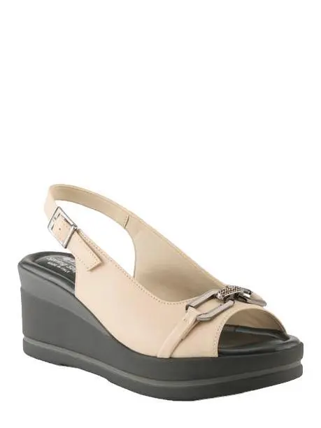 SPRING STEP SHOES Tamra Wedge Slingback Sandal - Beige