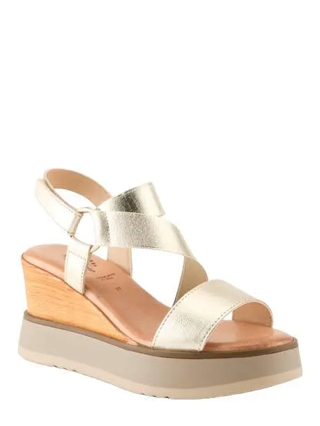 SPRING STEP SHOES Nataly Platform Wedge Sandals - Gold