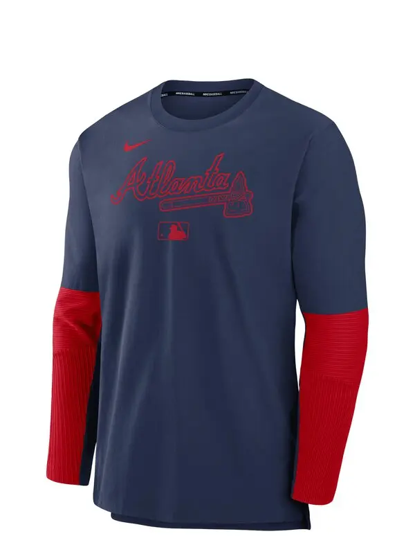 Nike Atlanta Braves Authentic Collection Player Dri-fit Mlb Pullover Sweatshirt - Blue