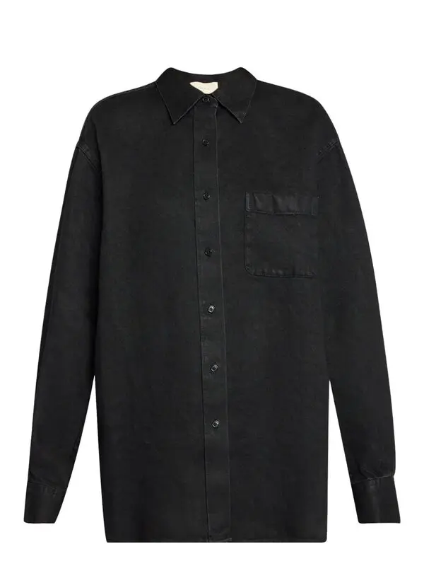 THE ROW Nesson Oversized Linen Shirt - Black