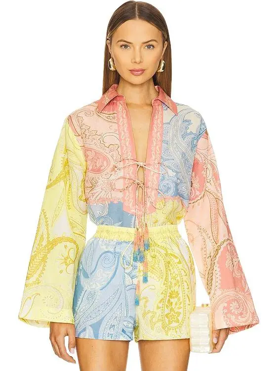 Hemant & Nandita Drop Shoulder Collared Tunic - Multi Color