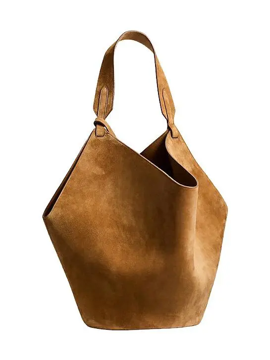 Khaite Lotus Medium Suede Tote Bag - Mud